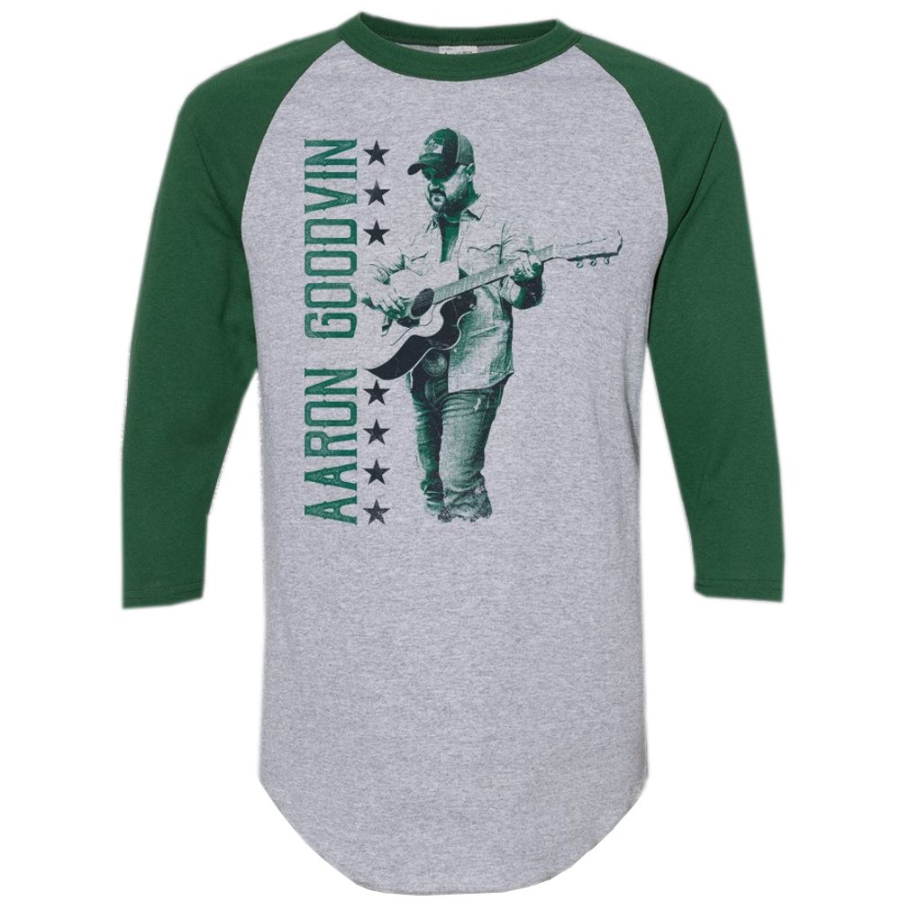 Aaron Goodvin Heather Grey and Green Raglan – Richards and Southern