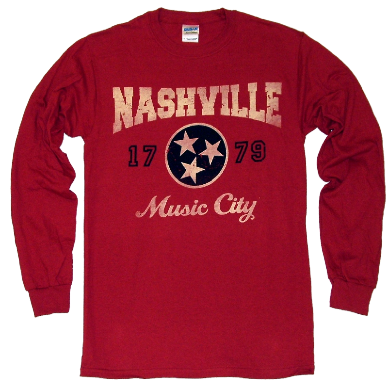 Nashville Long Sleeve Cardinal Red Tee – Richards and Southern